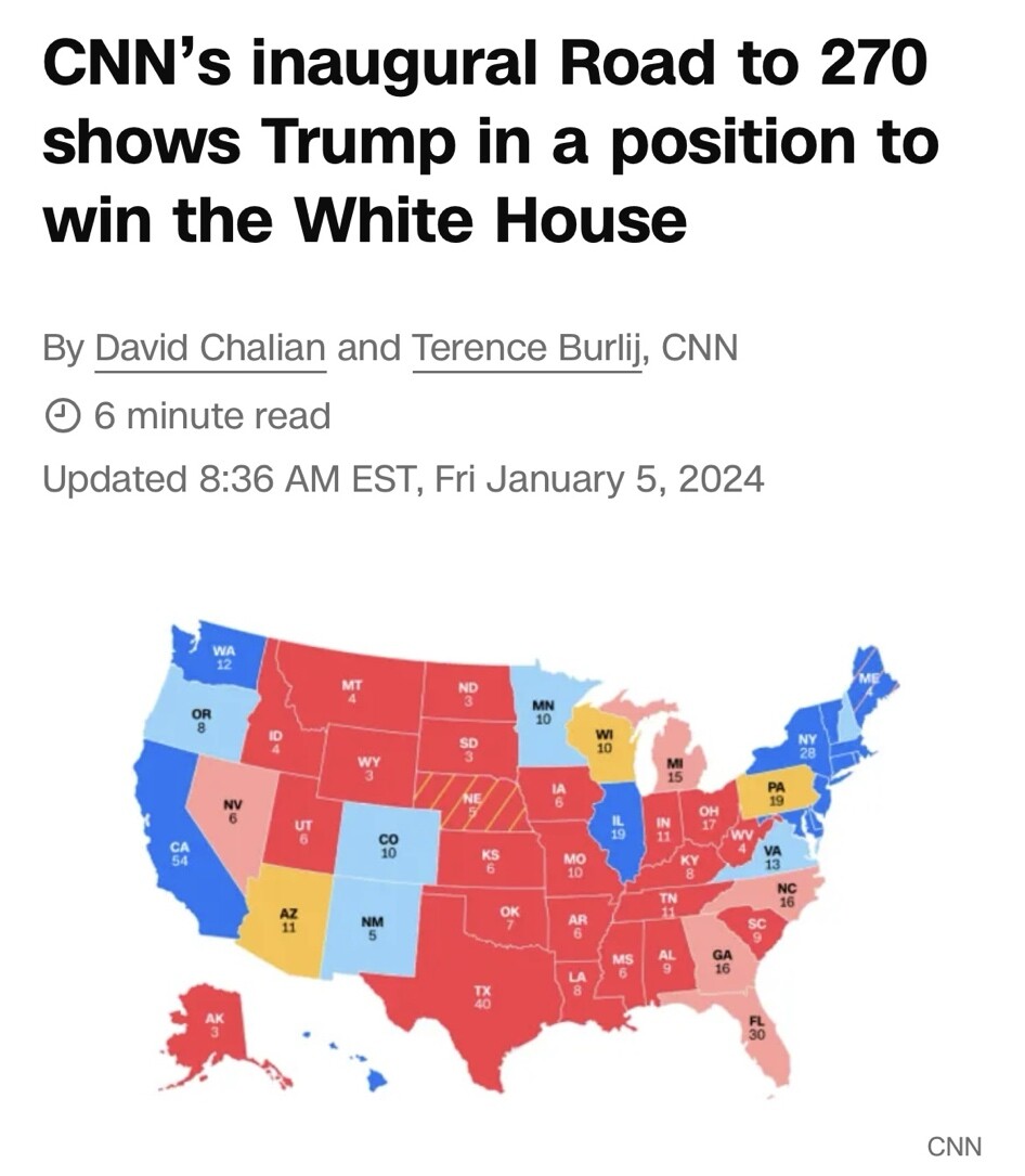Donald J. Trump: "“CNN’s inaugural Road to 270 shows Trump in a ...