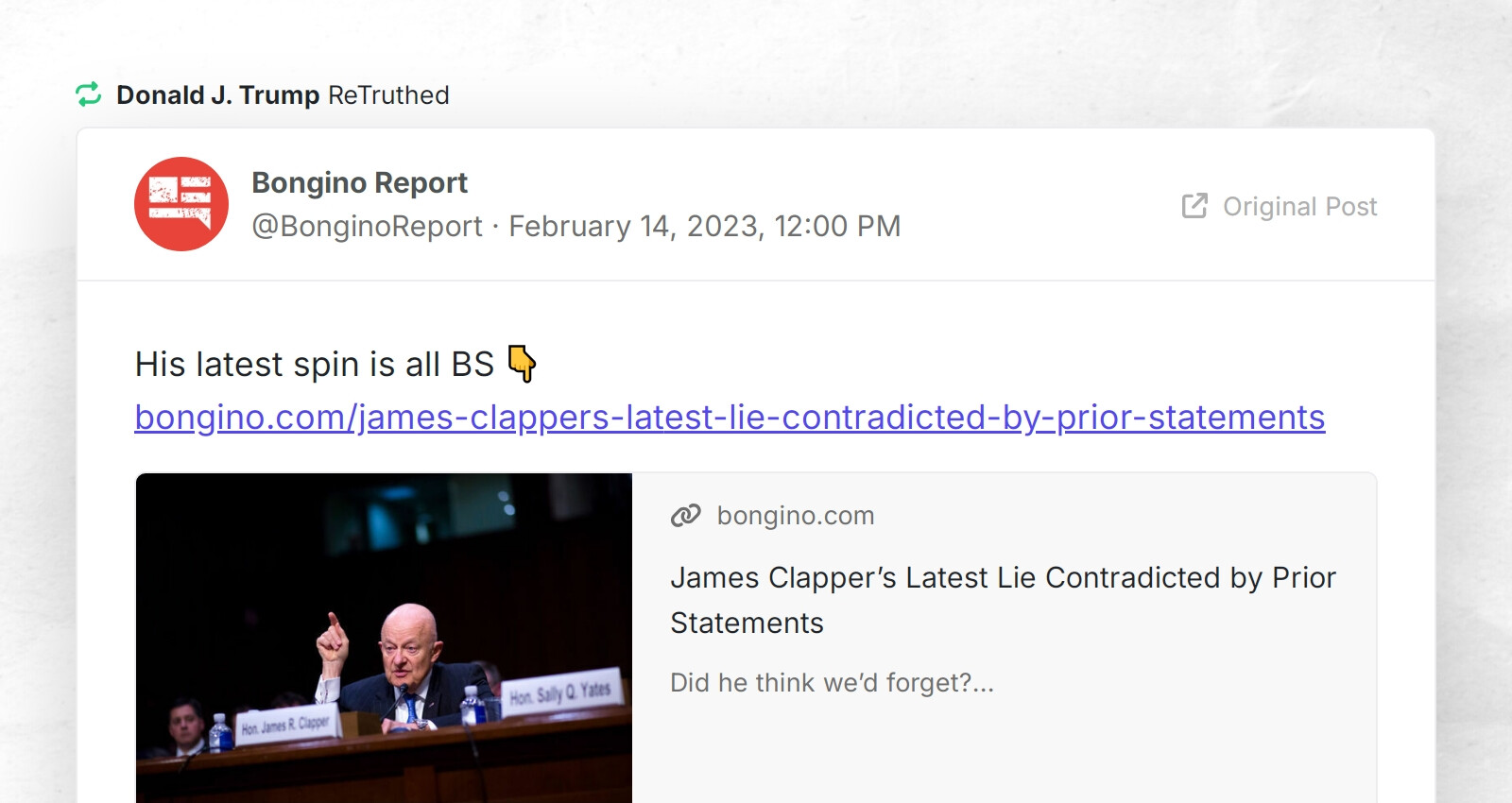 Donald J. Trump: "RT @BonginoReportHis latest spin is all BS 👇 https ...