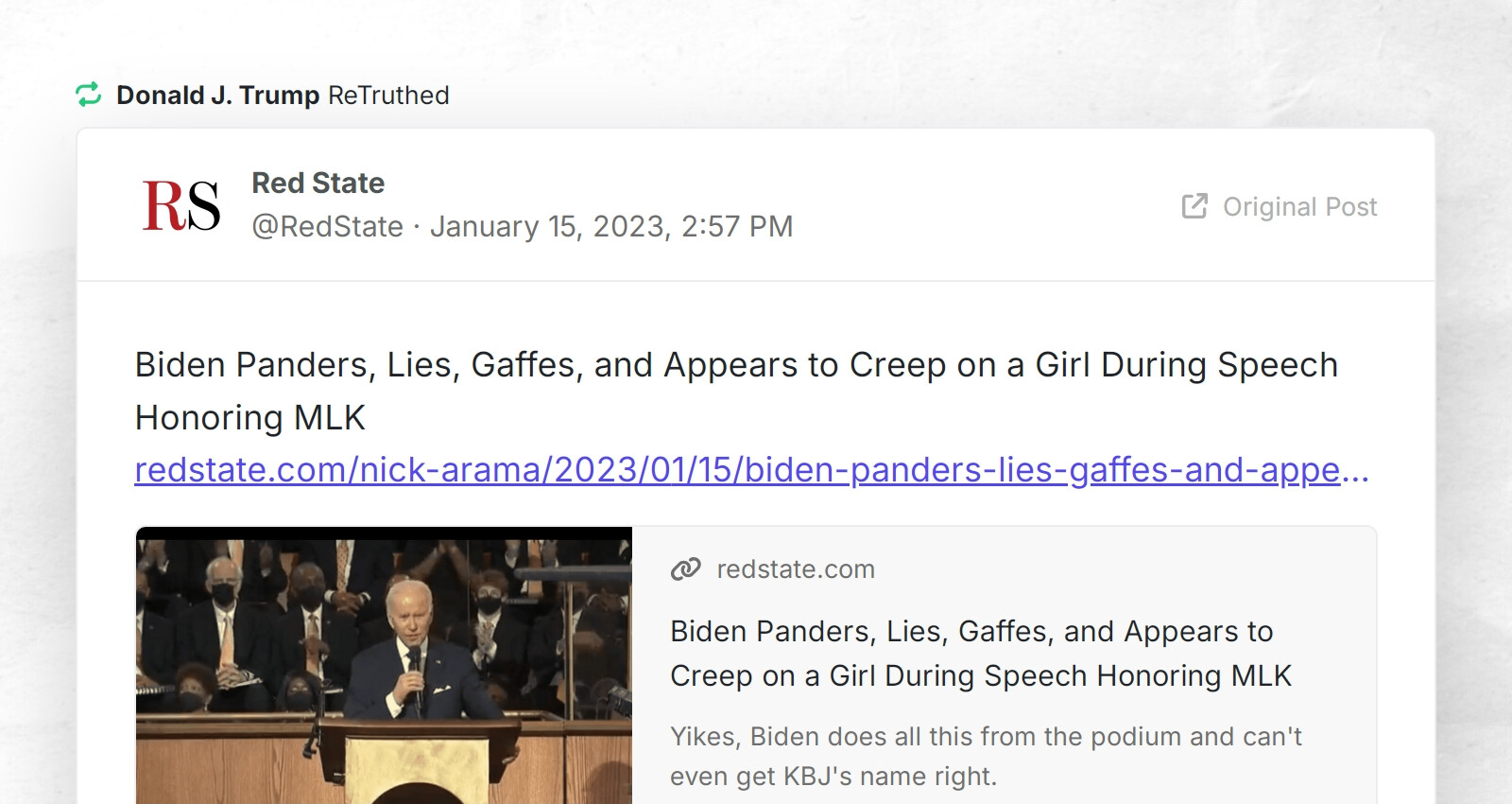 Donald J. Trump: "RT @RedStateBiden Panders, Lies, Gaffes, and Appears ...