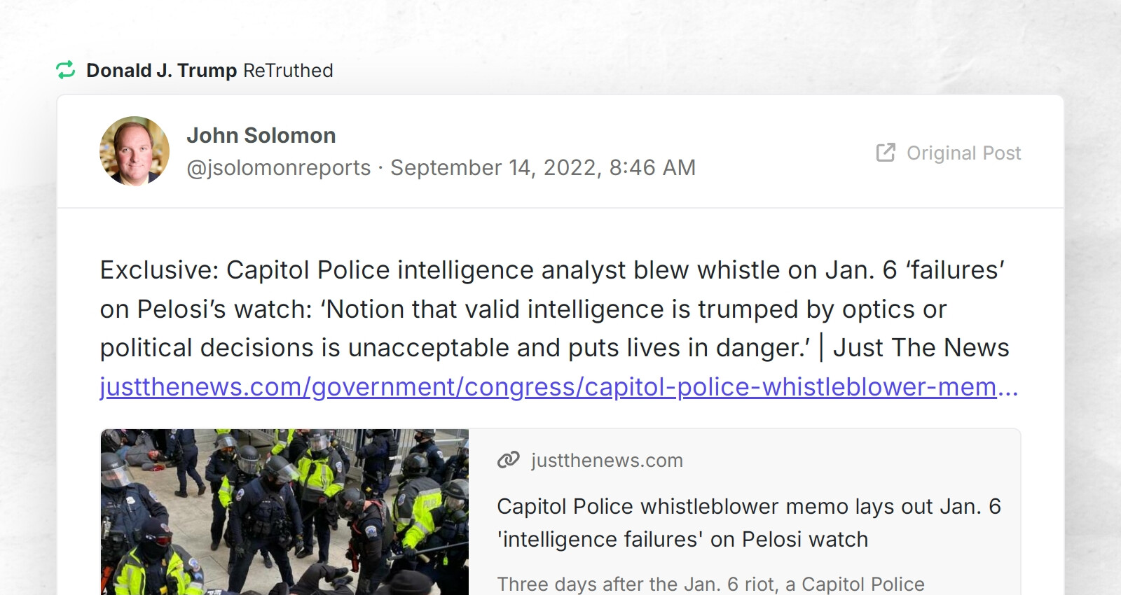 Donald J. Trump: "RT @jsolomonreportsExclusive: Capitol Police ...