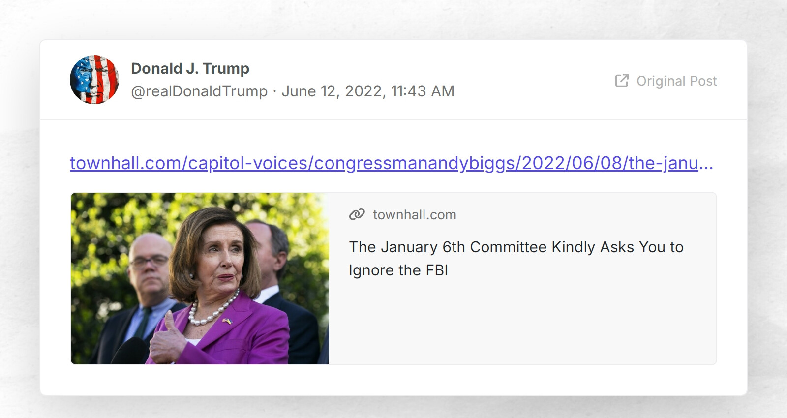 Donald J. Trump: "https://townhall.com/capitol-voices ...