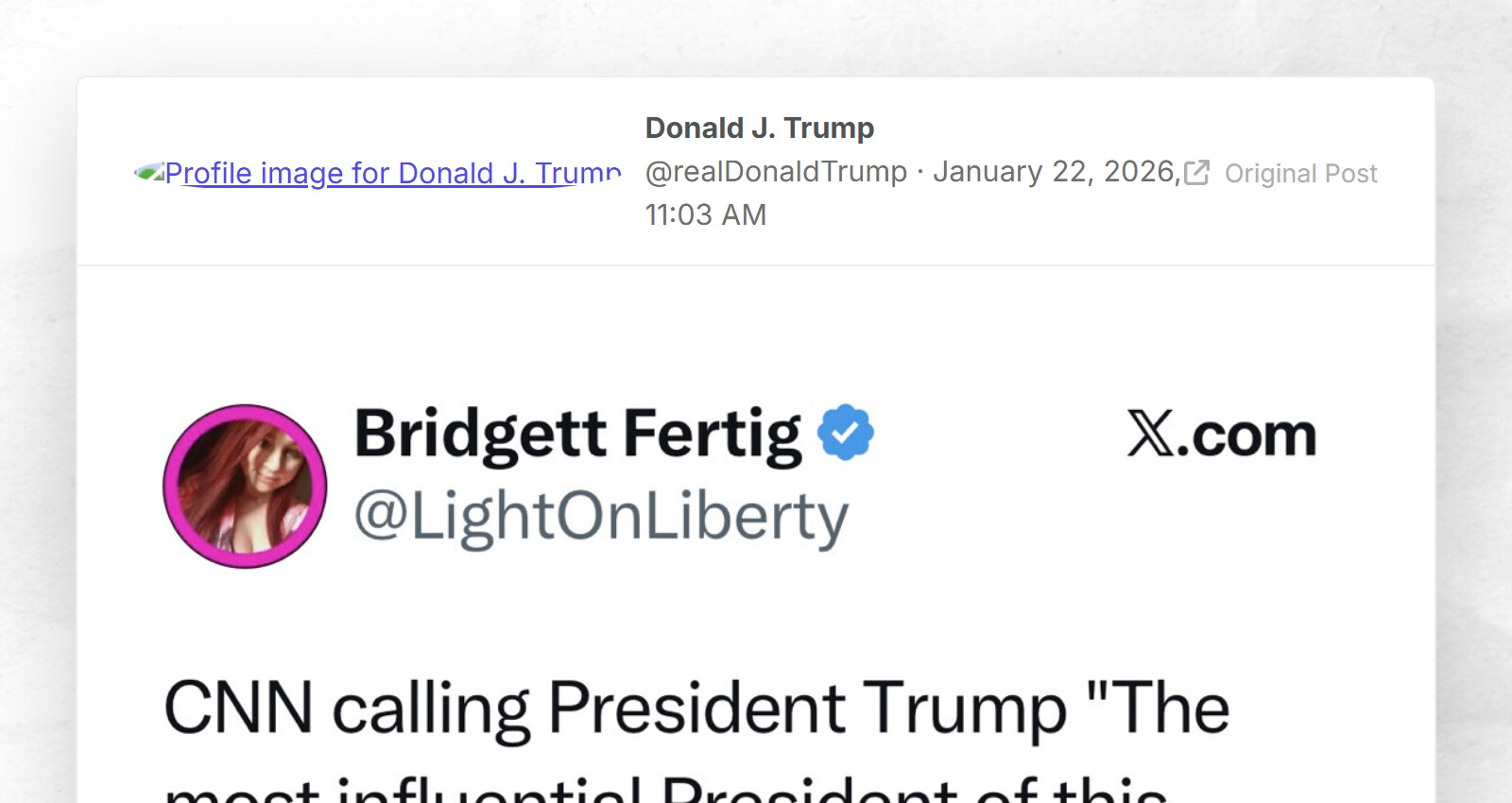 Donald J. Trump: "RT: https://truthsocial.com/users/realDonaldTrump ...